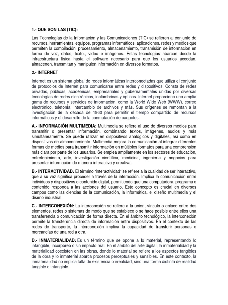 Tecnologia de La Informacion y Comunicacion (TIC) | PDF | Tecnología de información y ...