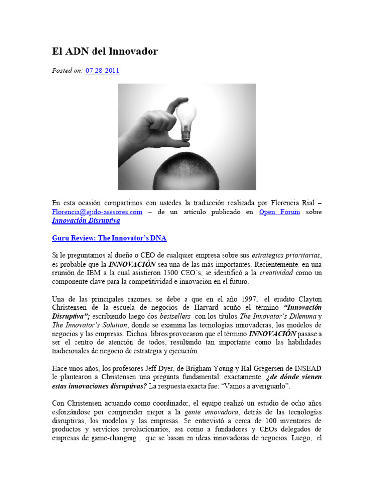El ADN Del Innovador | PDF | Innovación | Comportamiento