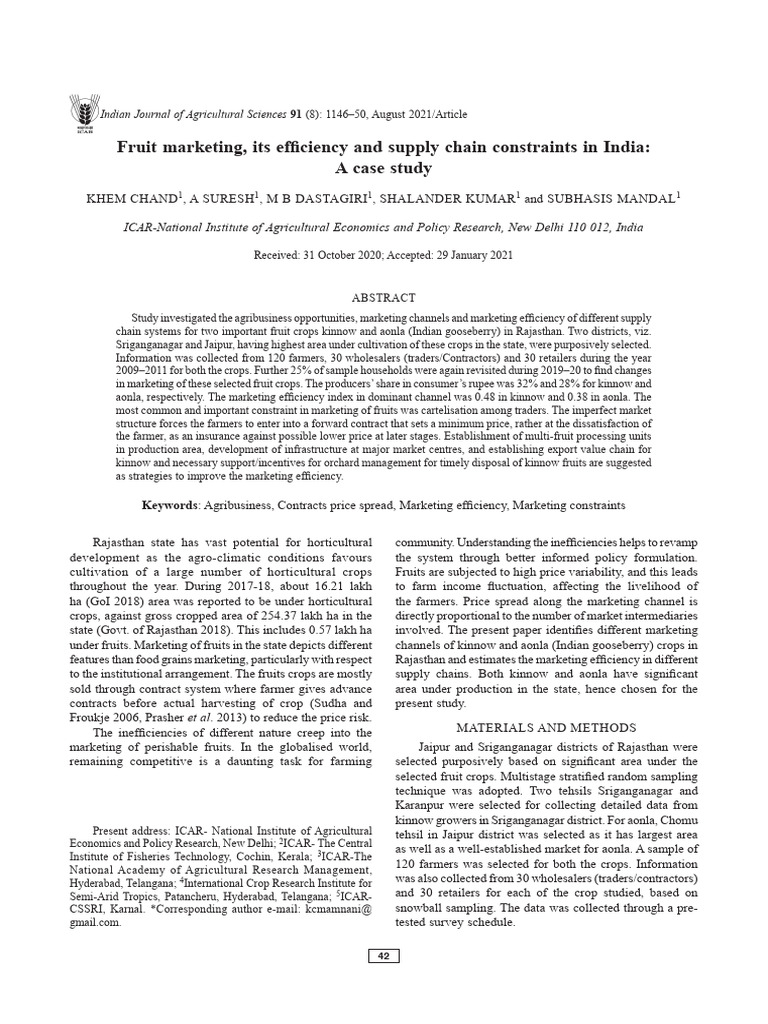 Fruit Marketing IJAS 2021 | PDF | Retail | Marketing