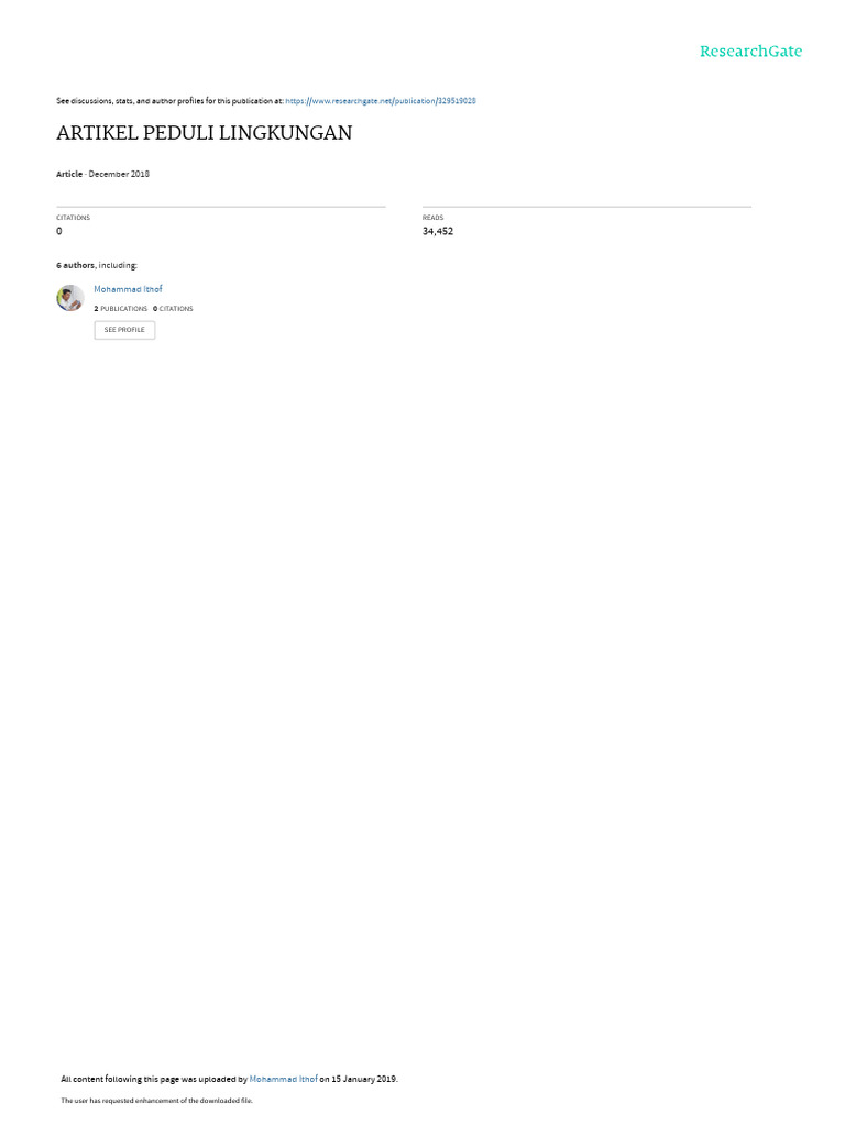 Projectartikelpakarie Pedulilingkungan | PDF
