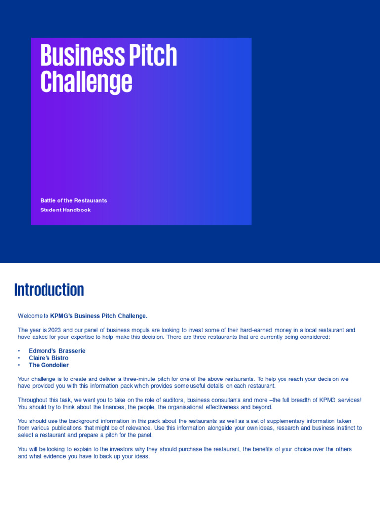 KPMG Business Pitch Challenge Guide | PDF | Taxes | Limited Liability ...