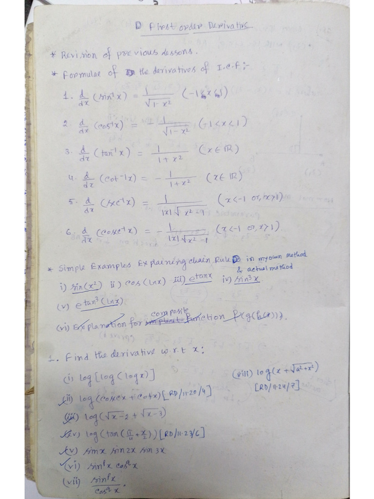 First Order Derivative Pdf