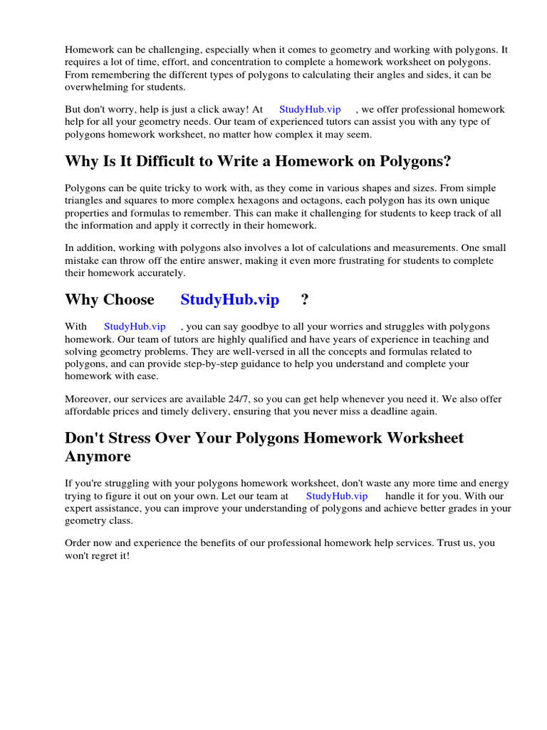 Polygons Homework Worksheet | PDF | Polygon | Shape