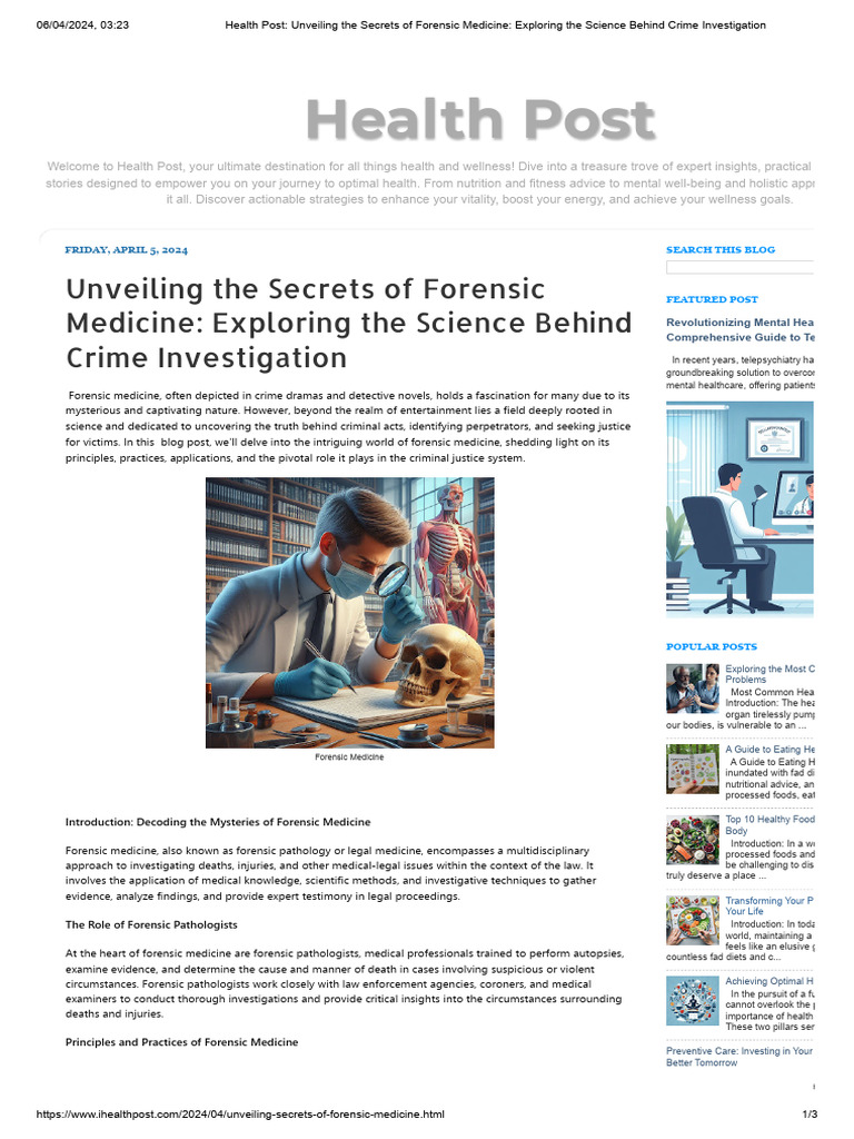 Health Post - Unveiling The Secrets of Forensic Medicine - Exploring ...