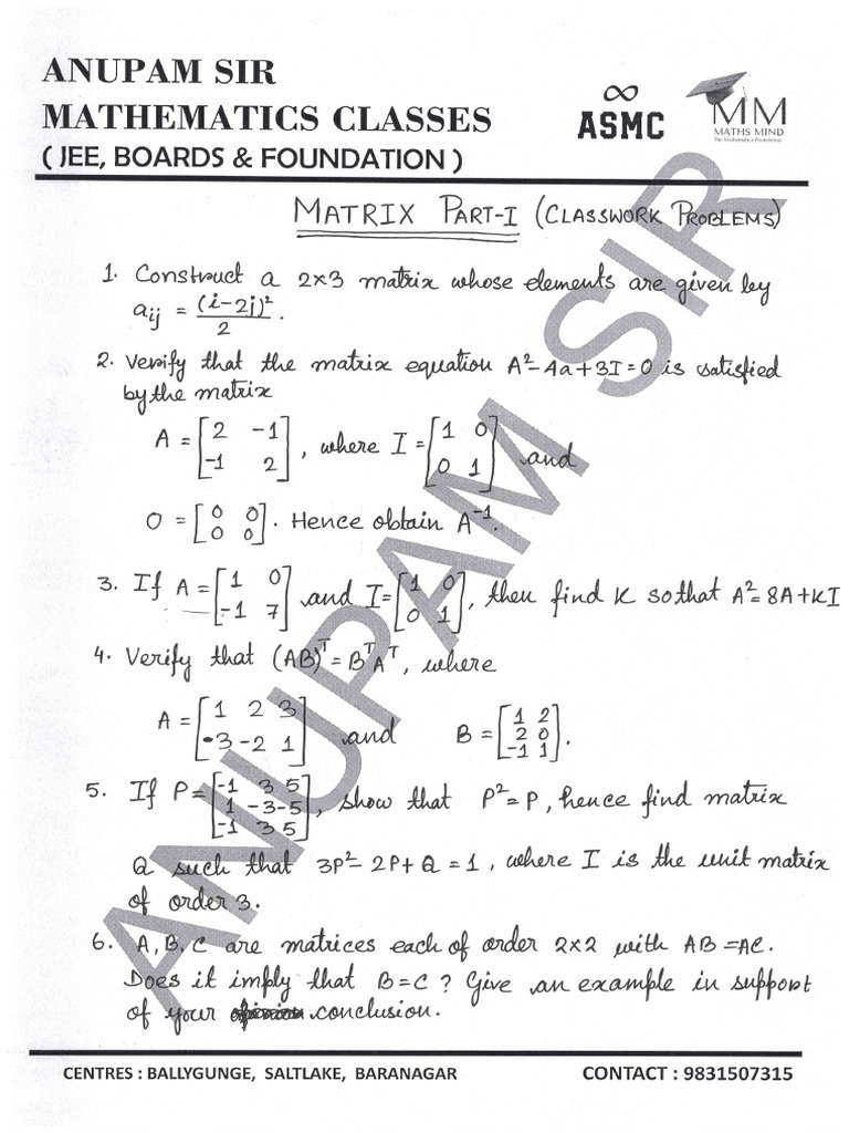 Anupam Sir Matrix I | PDF