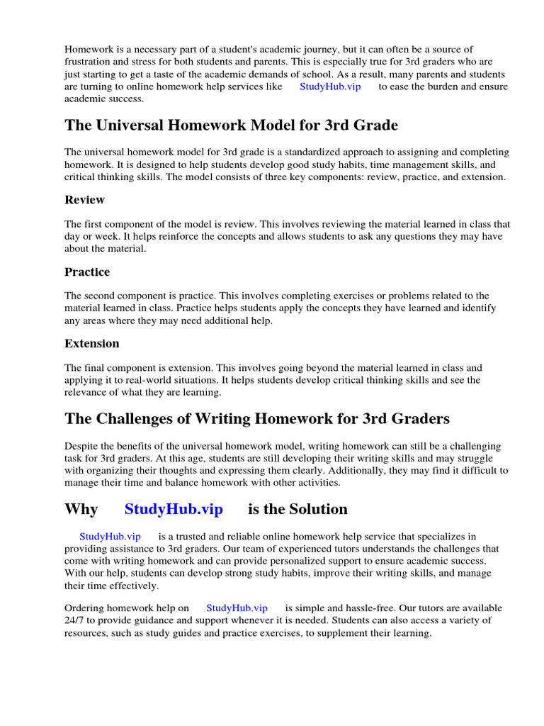 Universal Homework Model 3rd Grade | Download Free PDF | Homework | Thought
