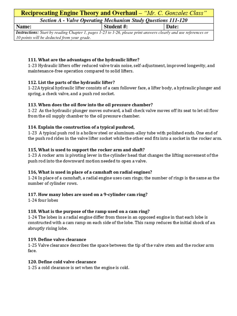 Reciprocating Engine Theory and Overhaul - "Mr. C. Gonzalez Class ...