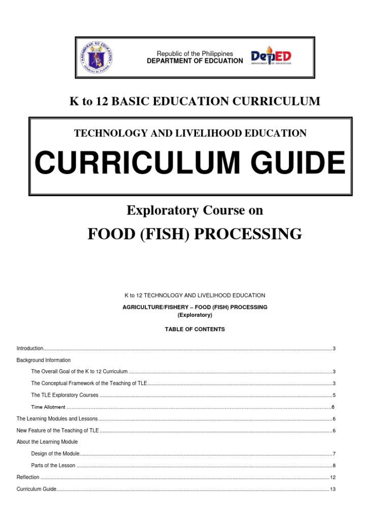 K to 12 Food Processing Curriculum Guide | PDF | Emergency Management ...