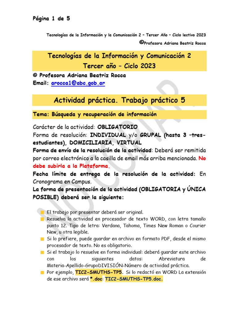 TP5 TIC2 23 Corr RoccaAB | PDF | Red mundial | Internet y web