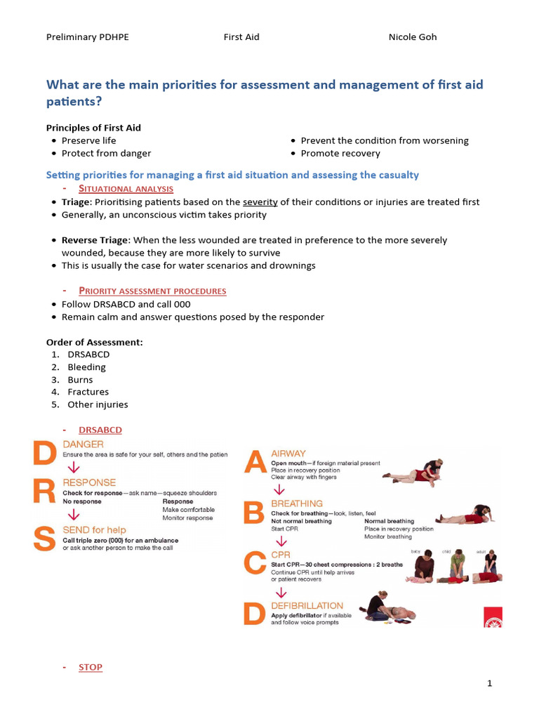 Preliminary Option 1 - First Aid - Notes MFFFF | PDF | First Aid ...