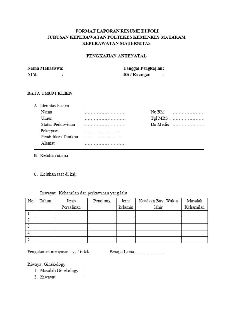 FORMAT RESUME KEP. maternitas ok | PDF