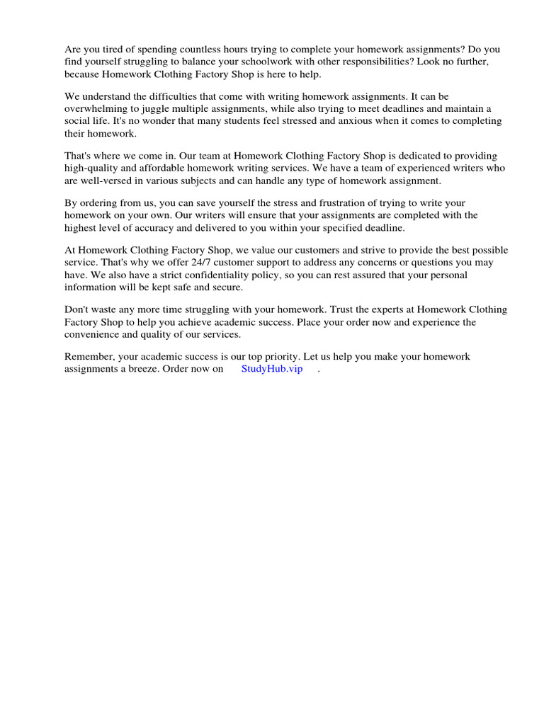 Homework Clothing Factory Shop | PDF | Clothing | Homework