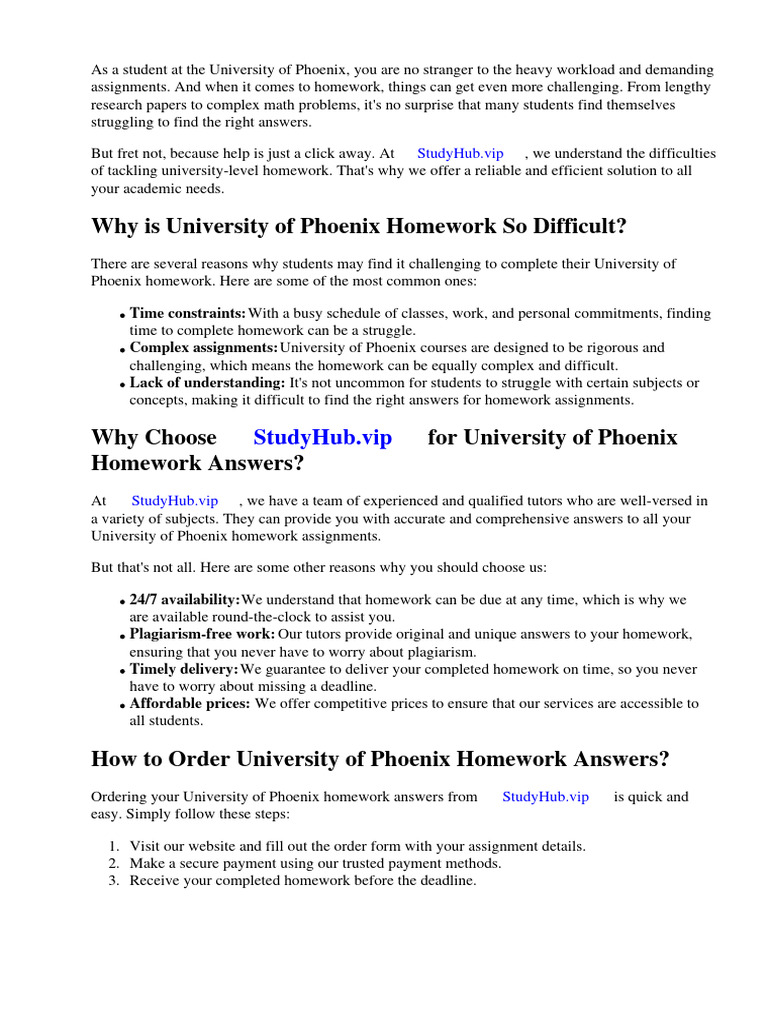 University of Phoenix Homework Answers | PDF | Homework | Artificial ...