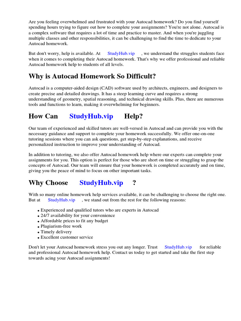 Autocad Homework Help | PDF | Homework | Auto Cad