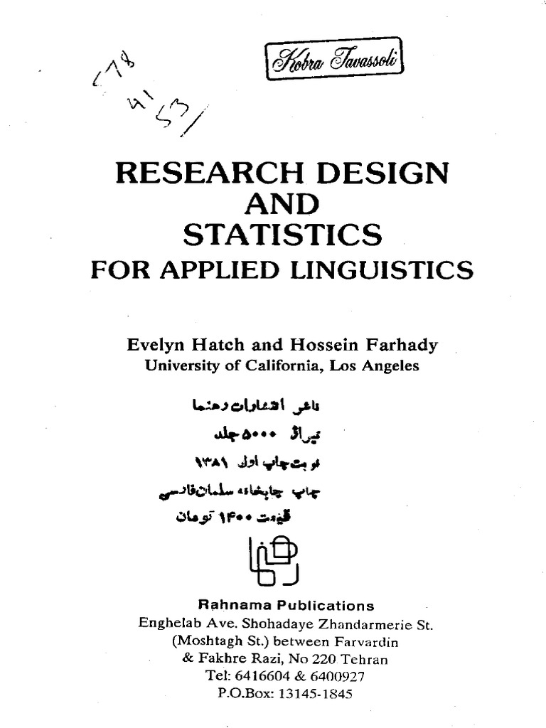 Research Design and Statistics For Appli | PDF
