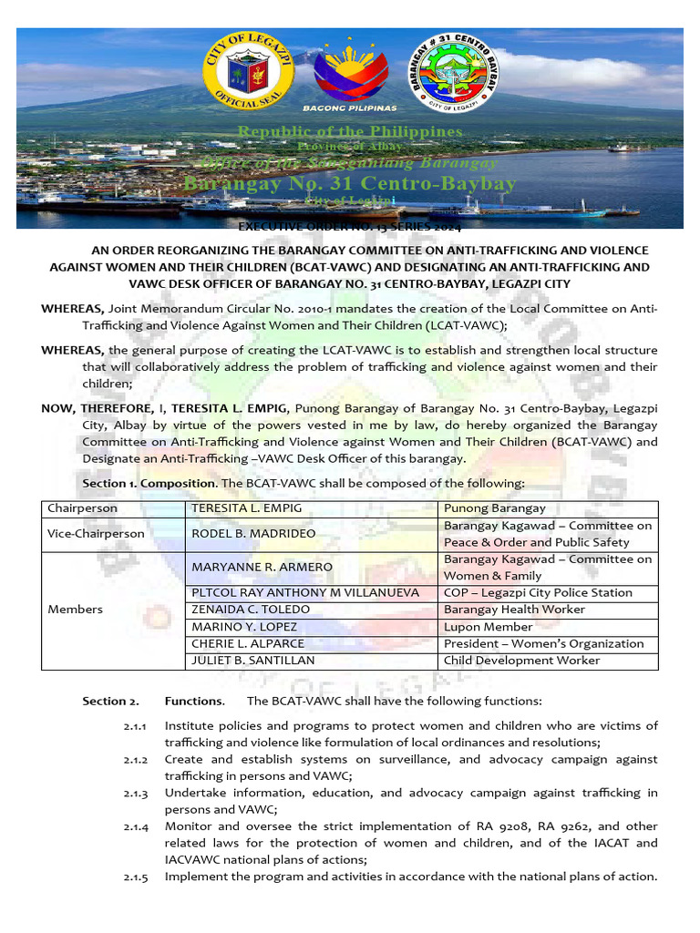 13 Eo Bcat Vaw Barangay Committee On Anti Trafficking and Violence ...