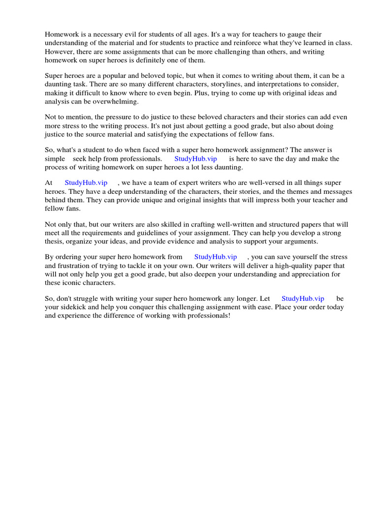 Super Heroes Homework | PDF | Homework