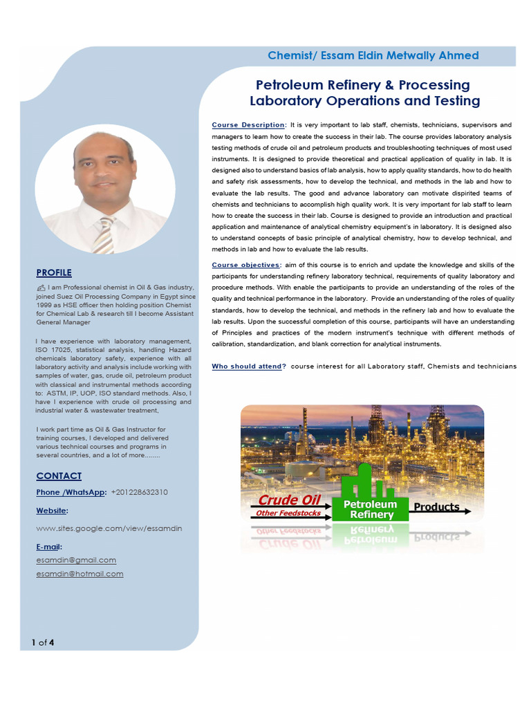 Petroleum Refinery Laboratory Operations and Testing | PDF | Petroleum ...