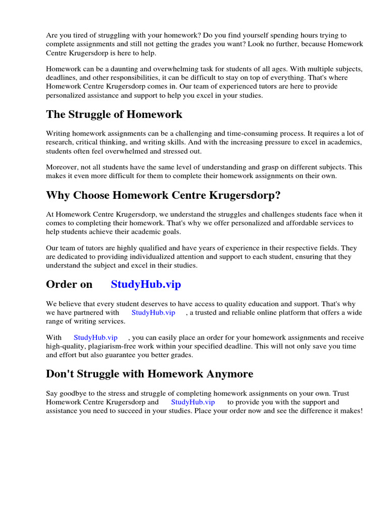 Homework Centre Krugersdorp | PDF | Homework | Information And ...