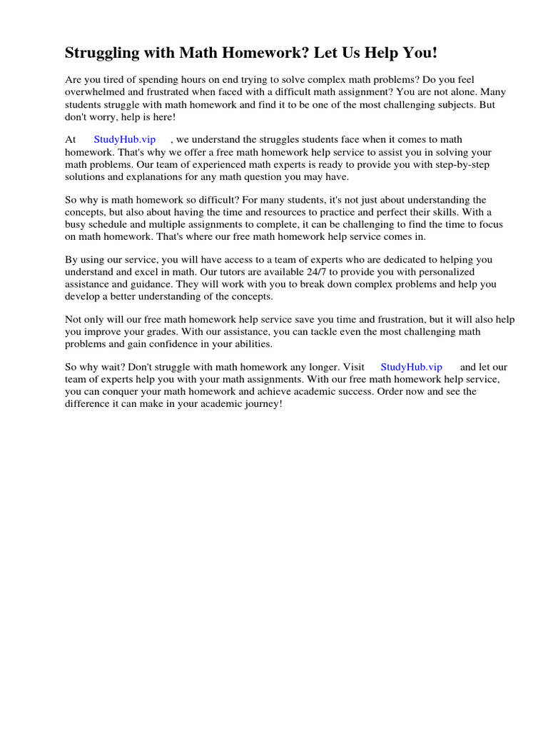 Help Me With Math Homework For Free | PDF | Homework | Mathematics