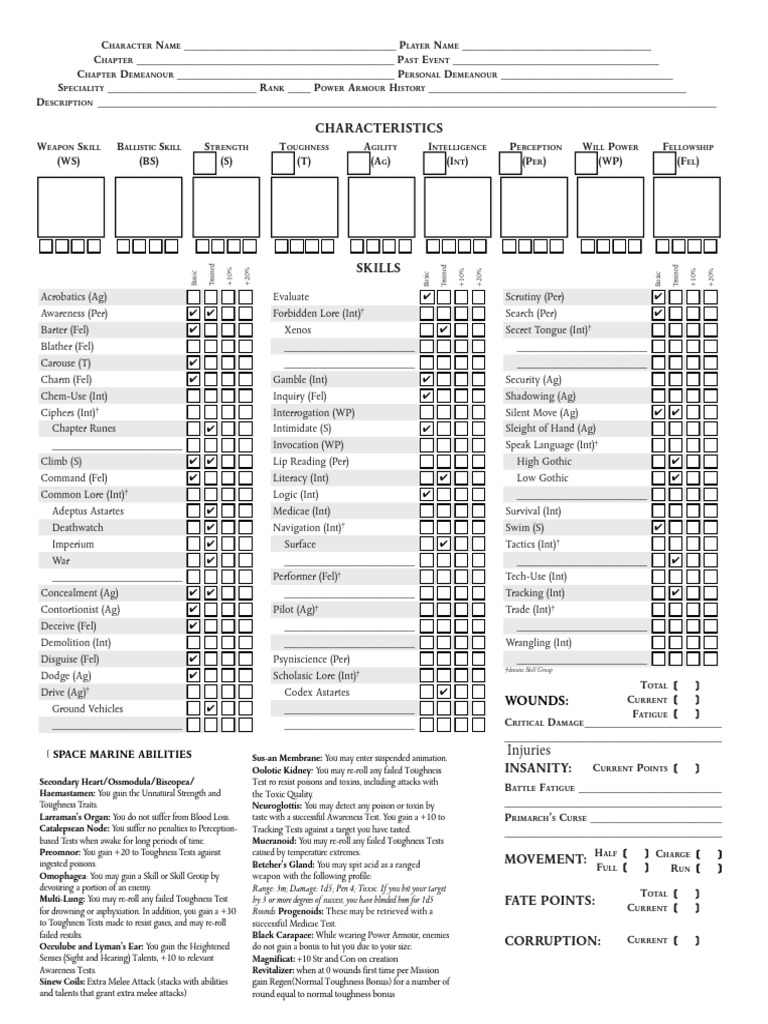 Deathwatch Character Sheet Template | PDF | Toxin