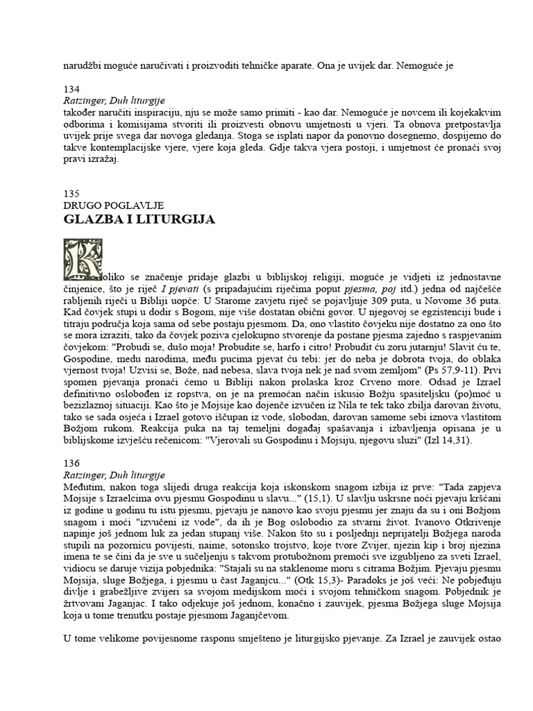 Glazba I Liturgija (Umjetnost I Liturgija) - Duh Liturgije - Ratzinger | PDF