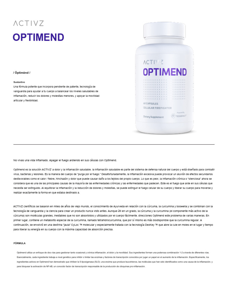 Ficha Tecnica Optimend | PDF | Inflamación | Cúrcuma
