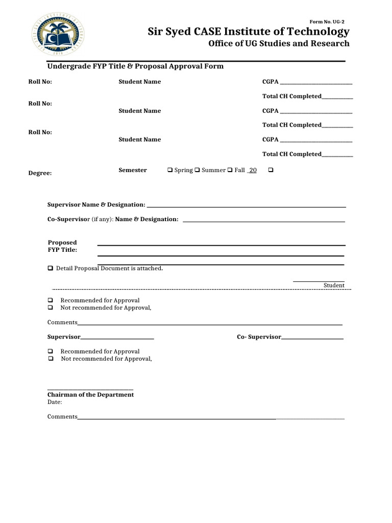 2 - UG FinalYearProject Title and Proposal Approval Form | PDF
