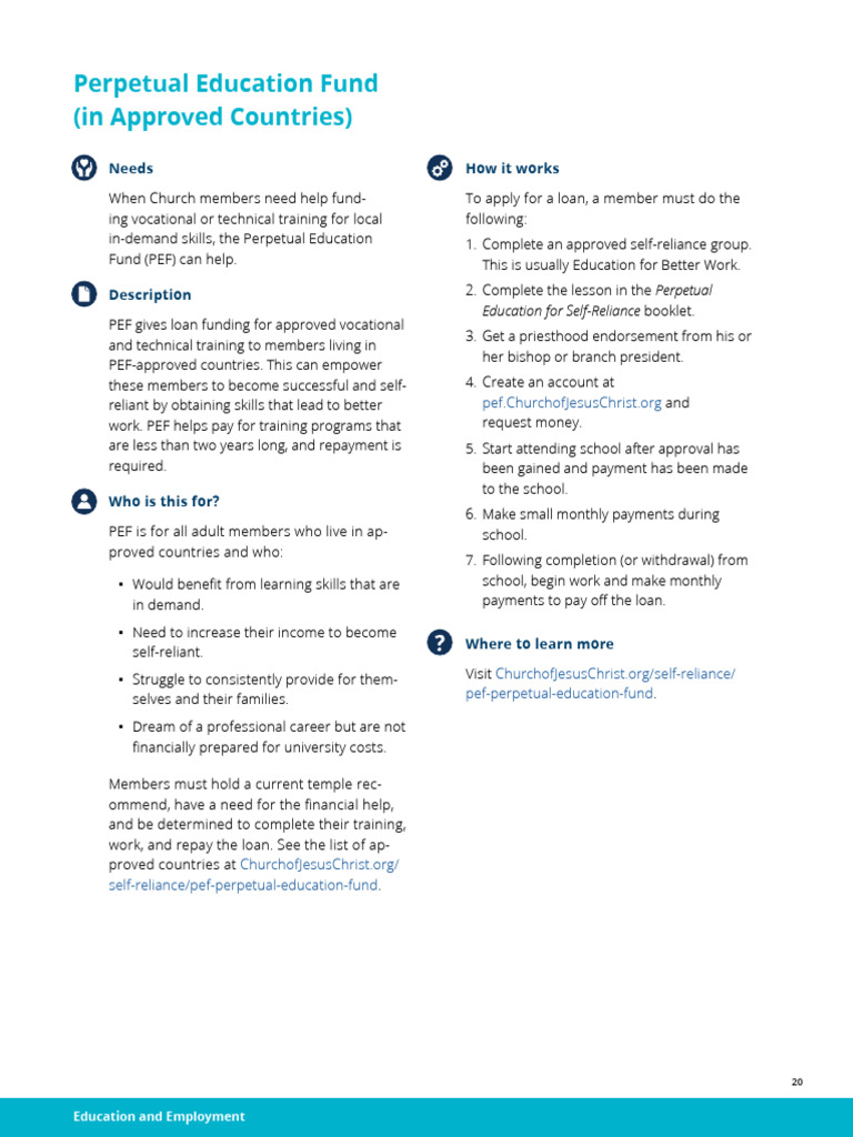 Perpetual Education Fund in Approved Countries | PDF | Loans ...