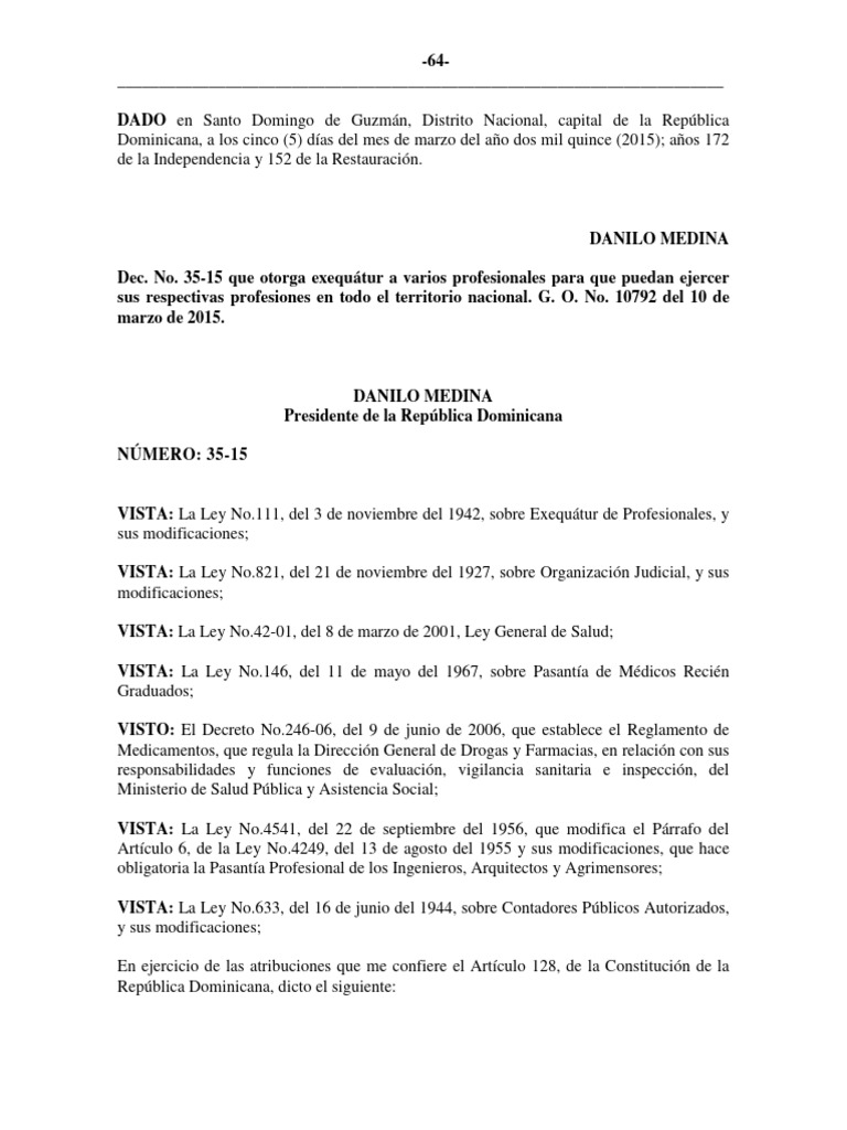EXEQUATUR | PDF | República Dominicana