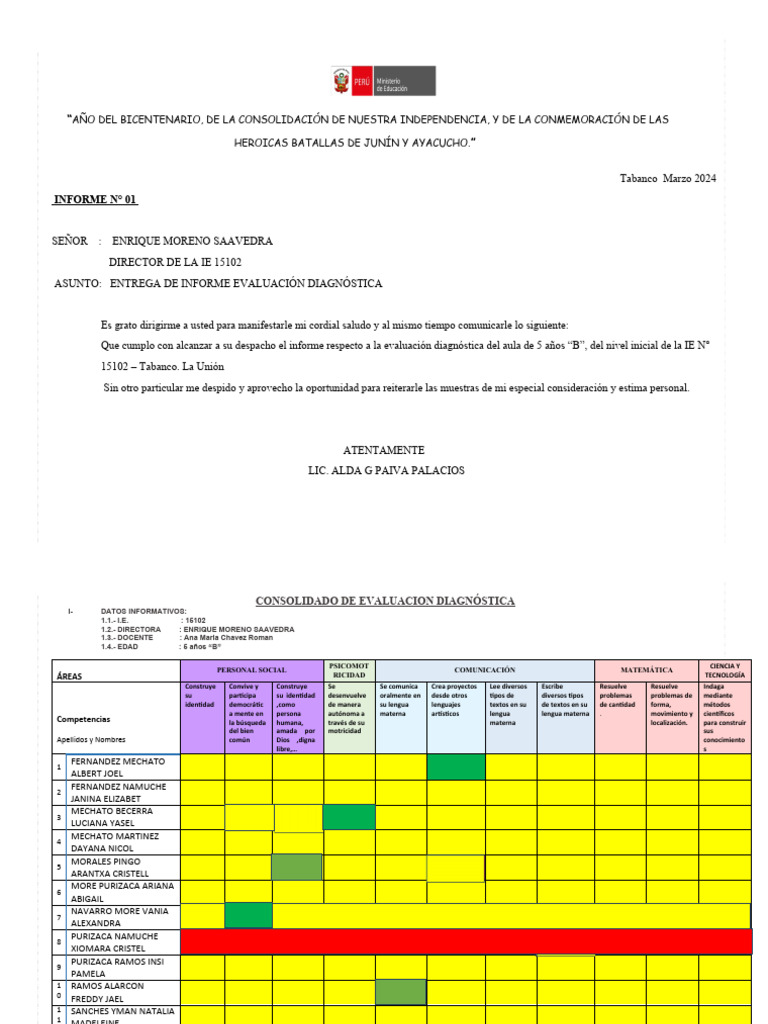Informe De Evaluacion Diagnostica Descargar Gratis Pdf Aprendizaje 3896