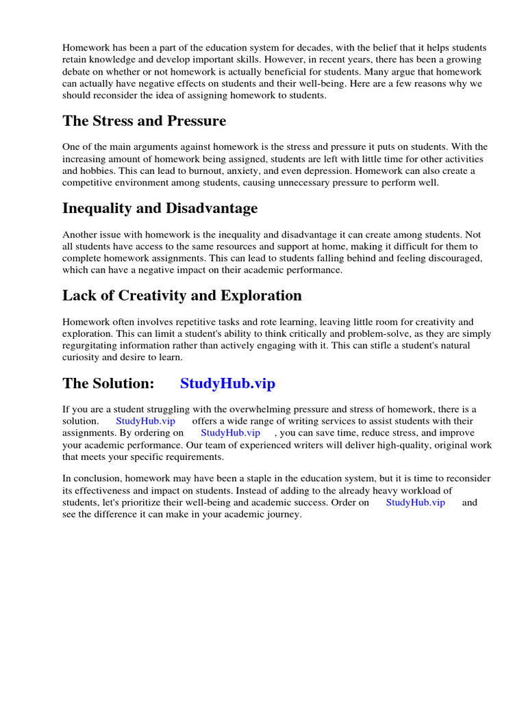 Why We Should Not Have Homework | PDF | Homework | Academic Dishonesty