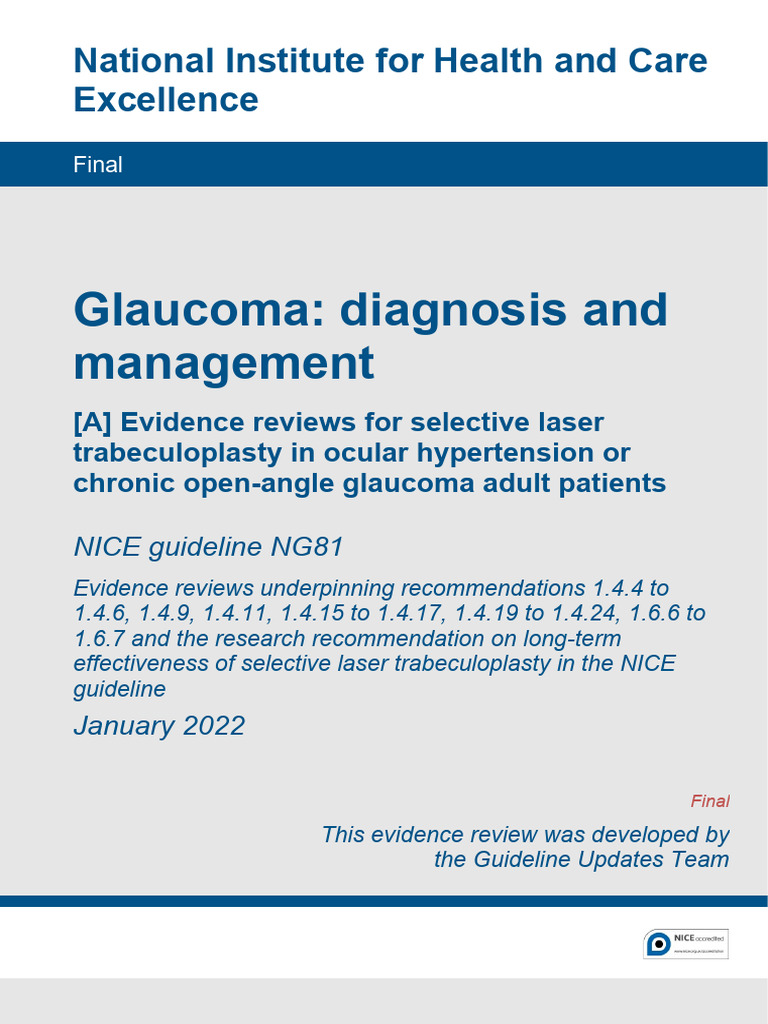 NICE Evidence Review 2022 SLT | PDF | Glaucoma | Randomized Controlled ...