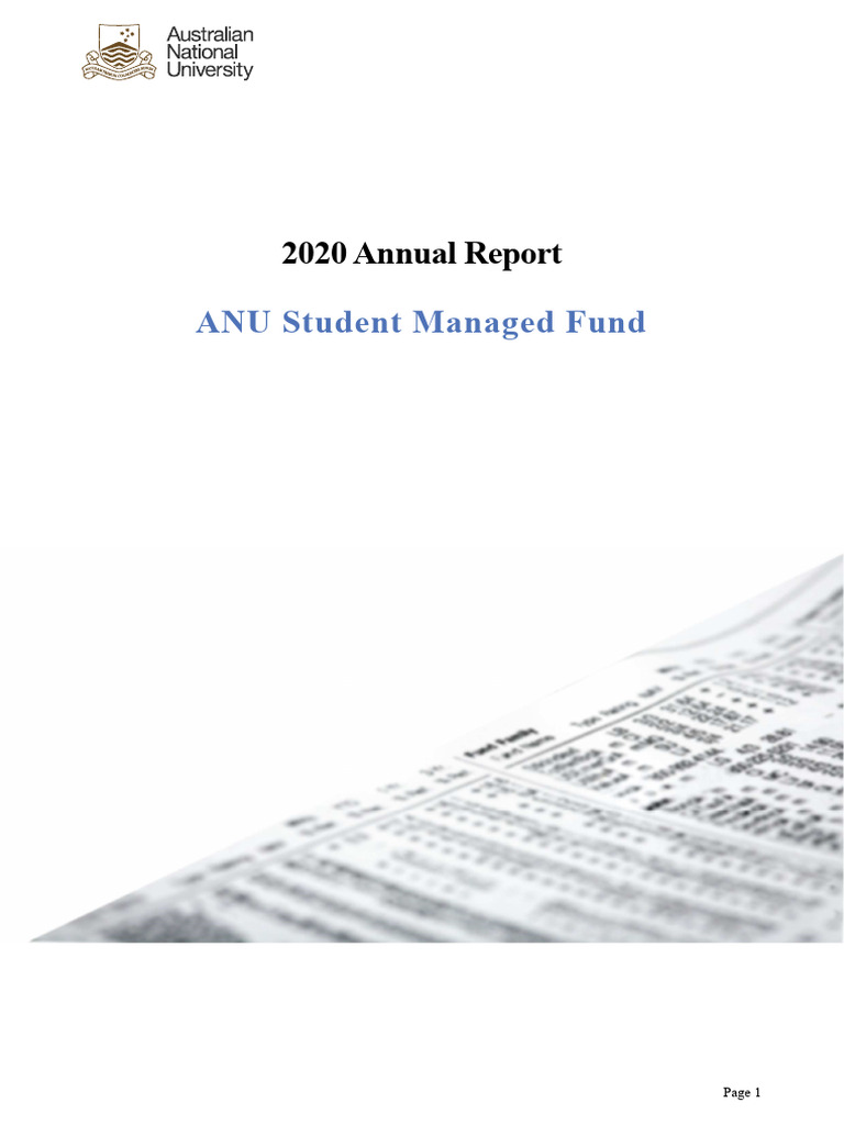 ANU Student Managed Fund 2020 Report | PDF | Yield (Finance) | Exchange ...