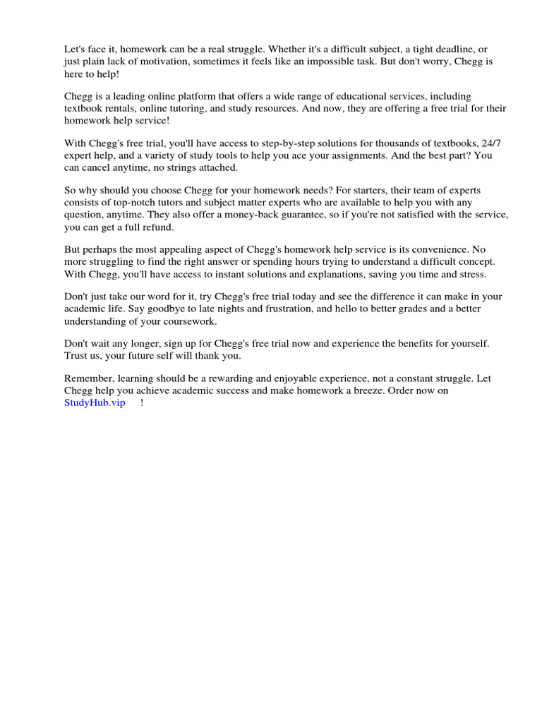 Chegg Homework Free Trial | PDF | Textbook | Homework