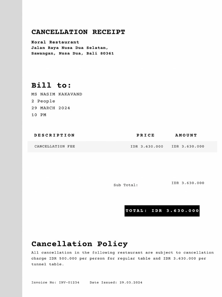 Koral Cancellation | PDF