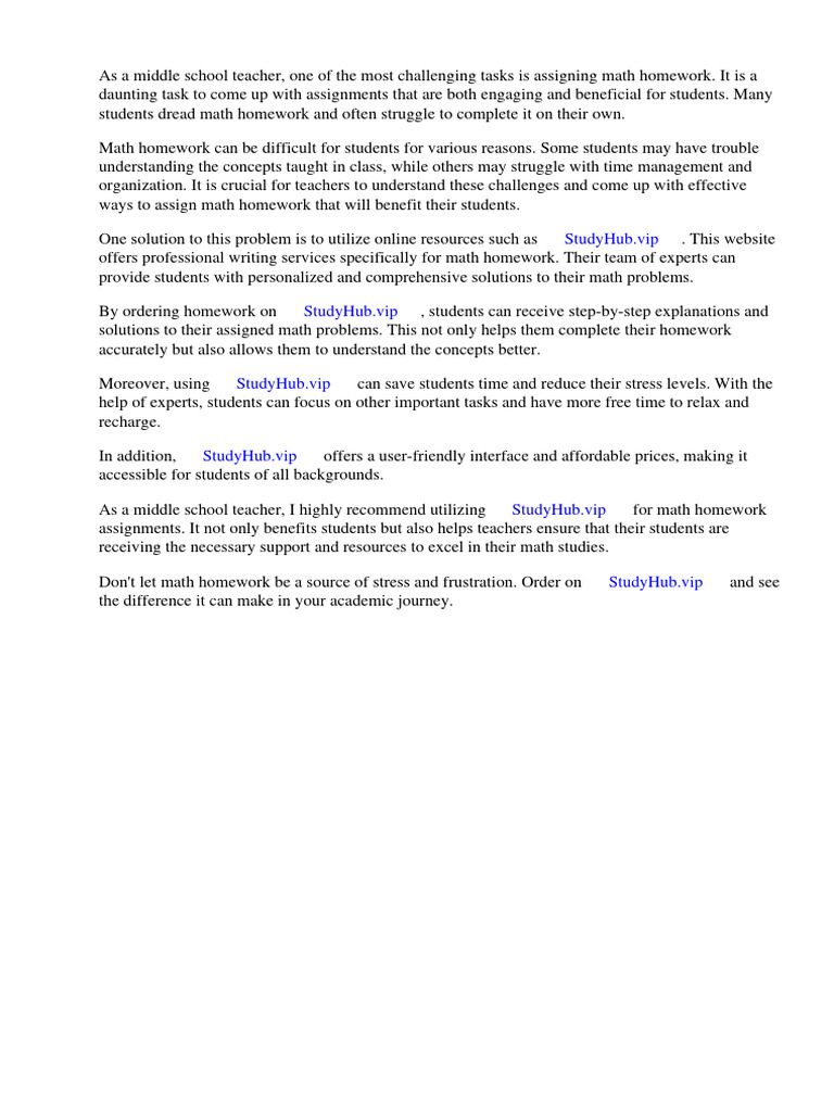 Assigning Math Homework Middle School | PDF | Homework | Teachers