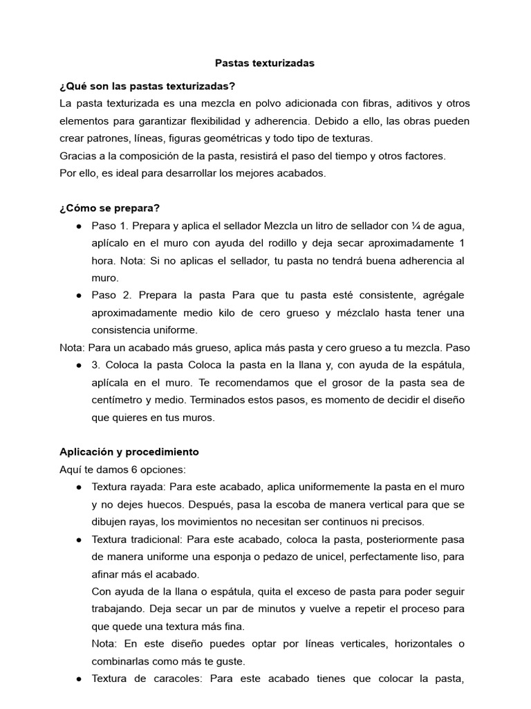 Acabados y Aplicación de Pasta Texturizada | PDF | Pintar | Pinturas
