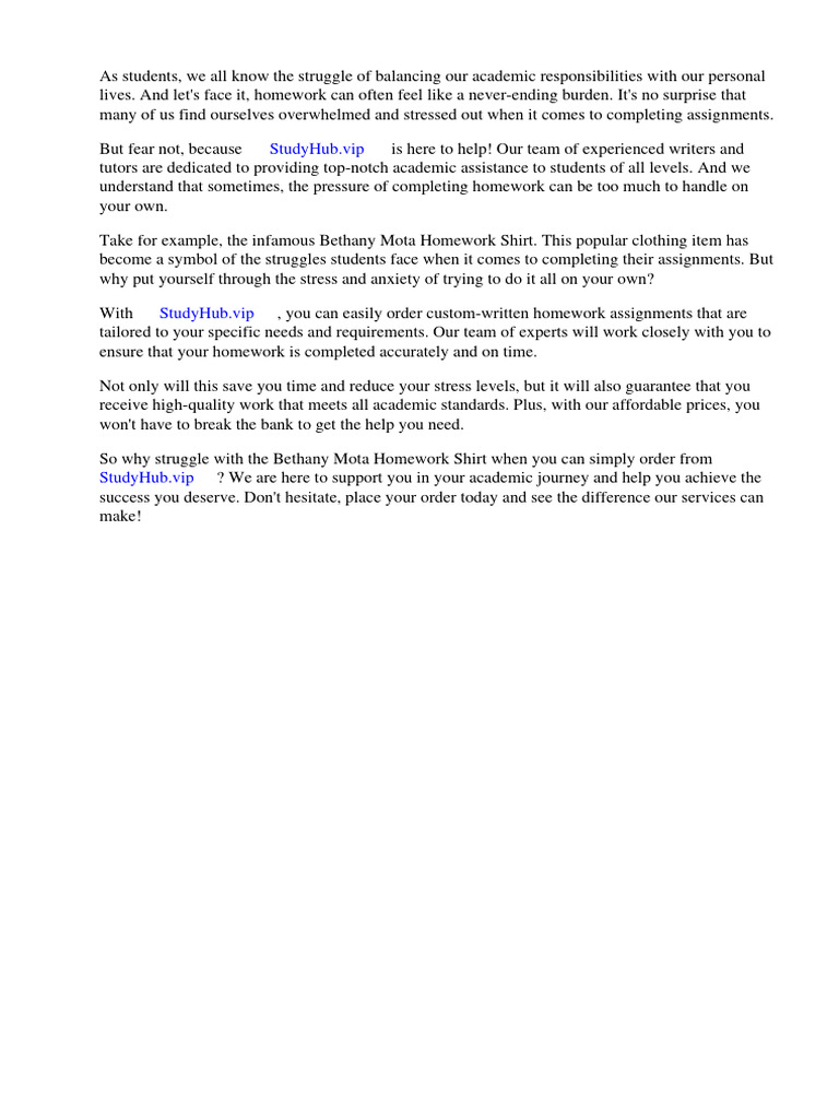 Bethany Mota Homework Shirt | PDF