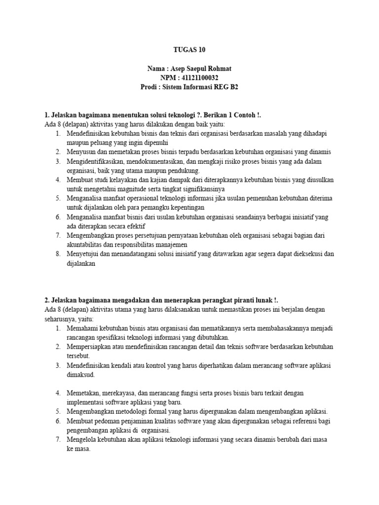 Tugas 10 - Tata Kelola TI | PDF