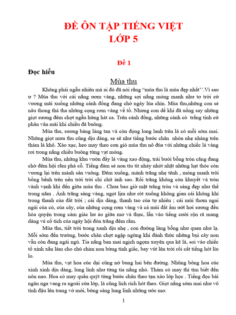 35 de On Luyen Tieng Viet Lop 5 | PDF