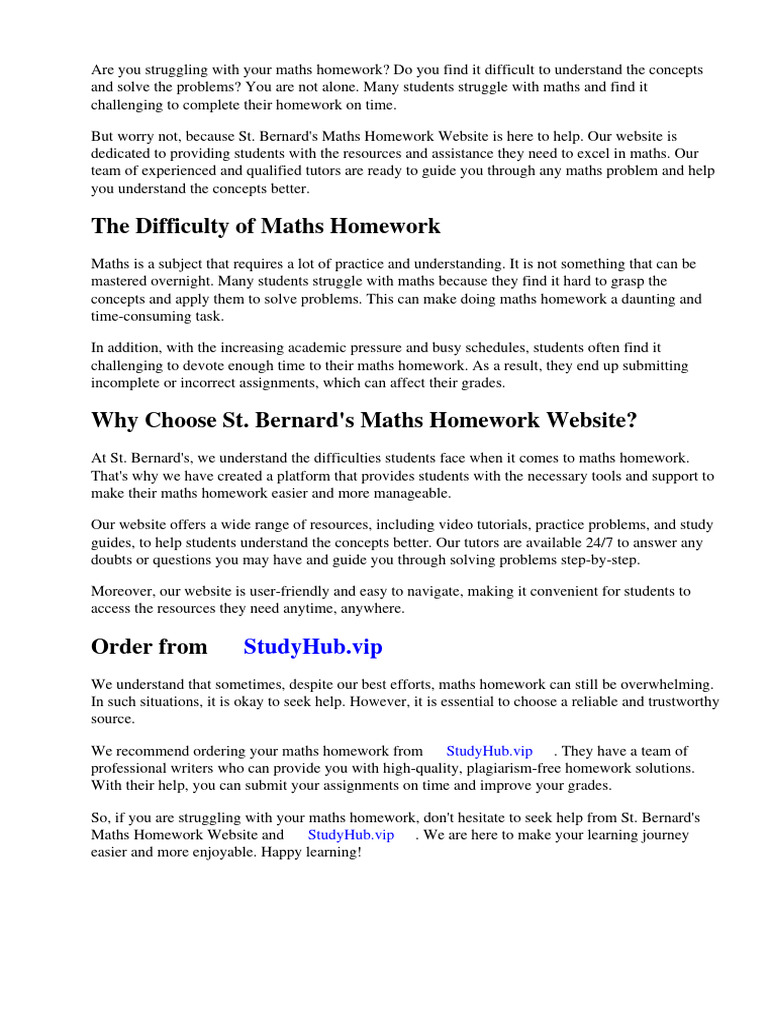 ST Bernards Maths Homework Website | PDF | Dogs | Homework