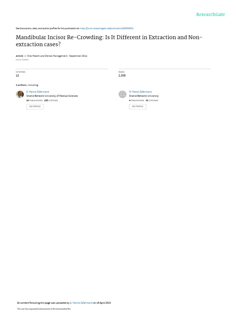 Mandibular Incisor Recrowding Is It Different in Extraction and ...