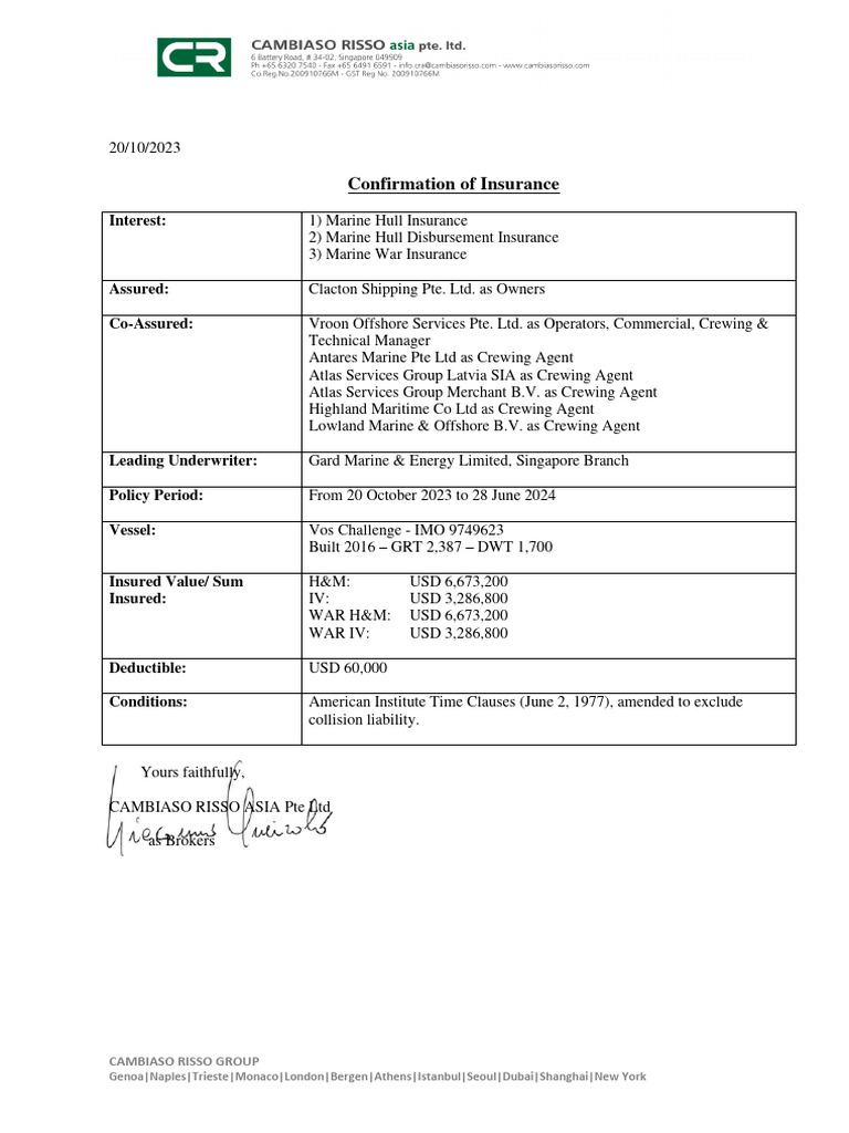 H&M Certificate 2023-2024 | PDF