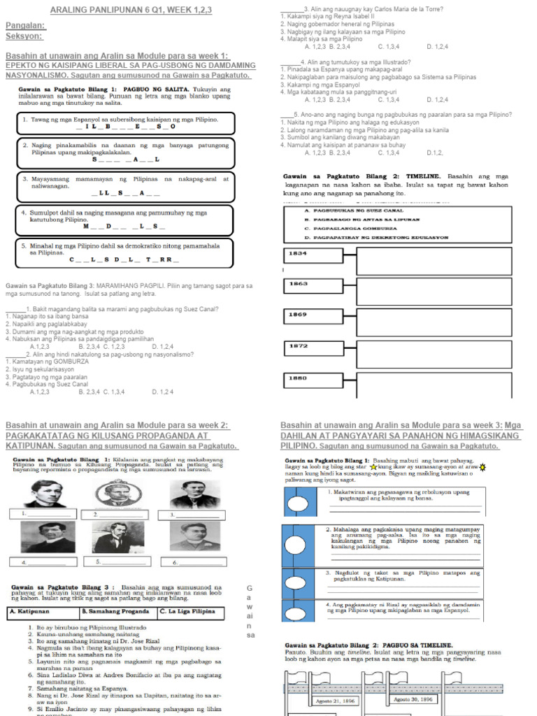 Worksheet AP 6 Q1 WEEK1,2,3 | PDF