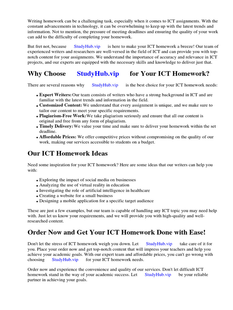 Ict Homework Ideas | Download Free PDF | Educational Technology ...