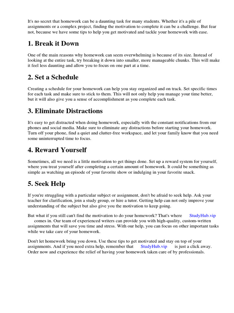 Ways To Get You Motivated To Do Homework | PDF | Homework | Motivation