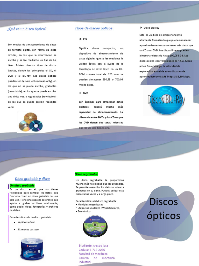 Triptico Laboratorio 3 | PDF | Disco compacto | DVD