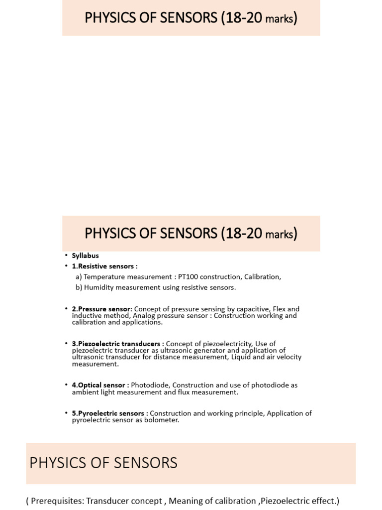 Physics of Sensors 23-24 - Students | PDF | Piezoelectricity | Sensor
