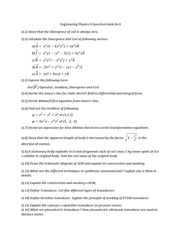 Physics Que Bank IA II Sem II | PDF | Teaching Methods & Materials